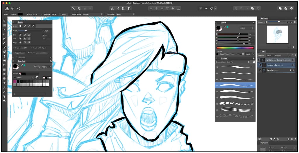 Comic Book Illustration in Affinity Designer - Frankentoon Studio
